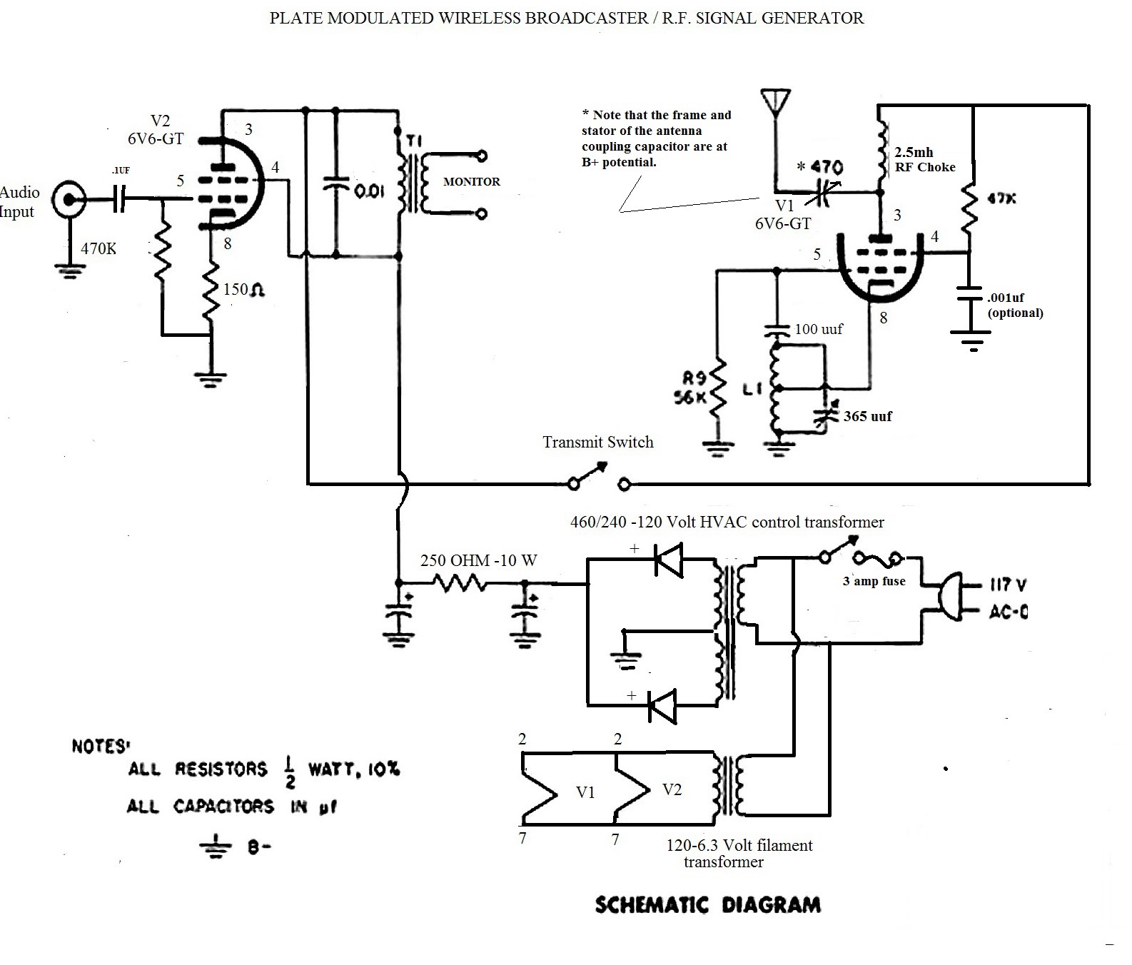 A Low power AM wireless broadcast transmitter for use with antique radios